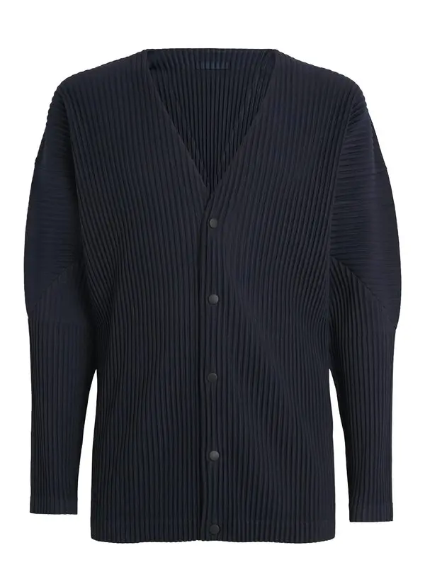 Issey Miyake Pleated V-neck Cardigan - Black