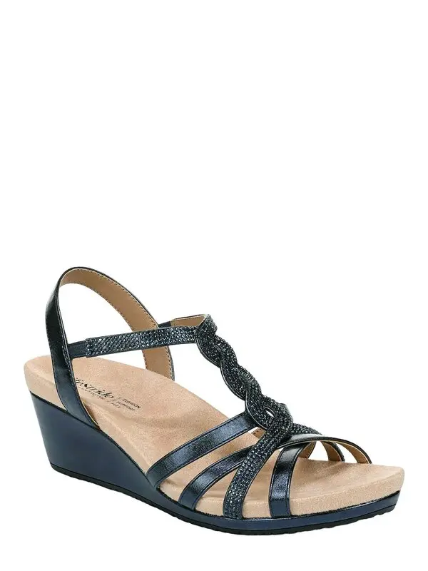 LIFESTRIDE Miami Slingback Wedge Sandal - Lux Navy-dm