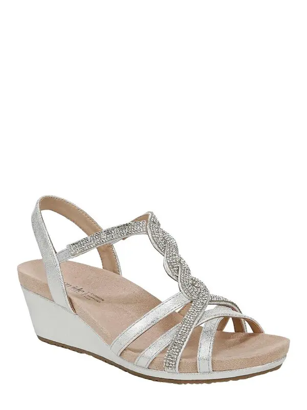 LIFESTRIDE Miami Slingback Wedge Sandal - Silver