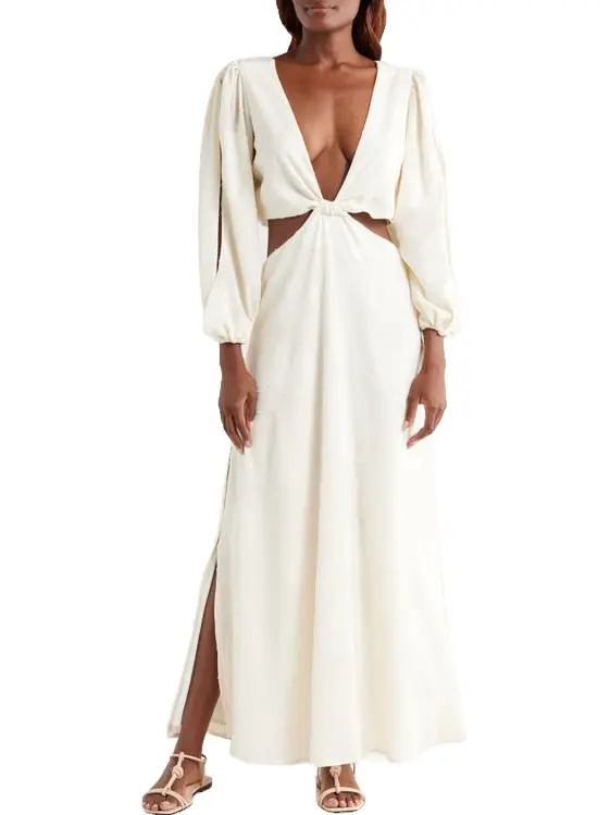 BOAMAR Bianca Balloon Sleeve Cutout Maxi Dress - Off White