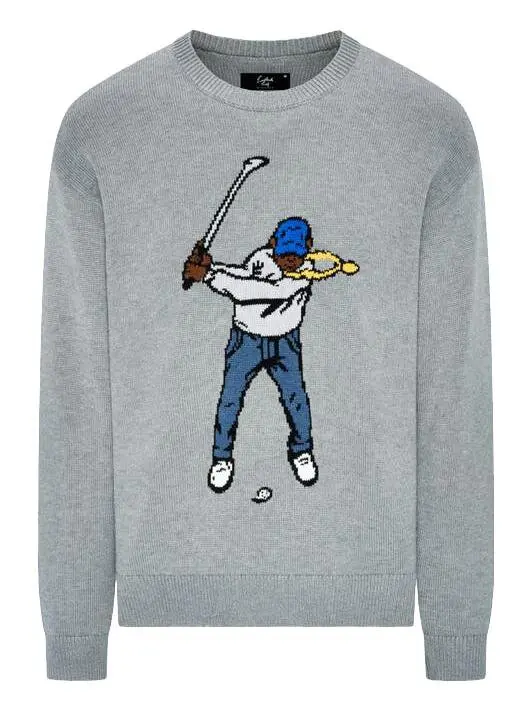 EASTSIDE GOLF Swingman Intarsia Crewneck Sweater - Heather Grey