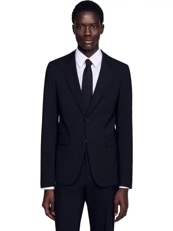 Sandro Virgin Wool Suit Jacket - Black