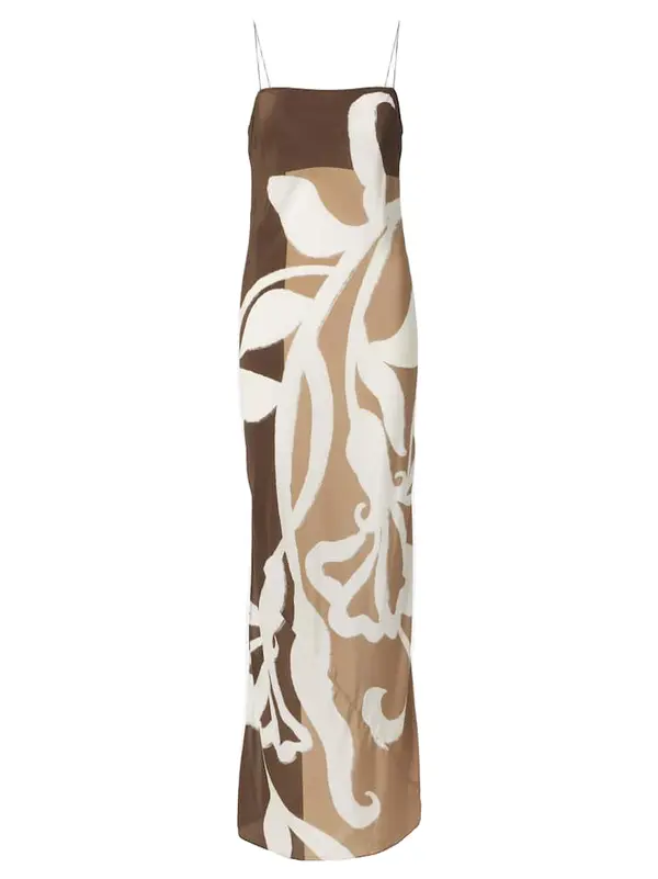 Sir The Label Floral Printed Silk Maxi Dress - Brown