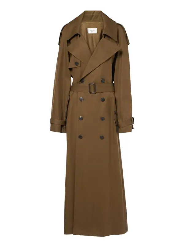 Saint Laurent Cotton Trench Coat - Brown