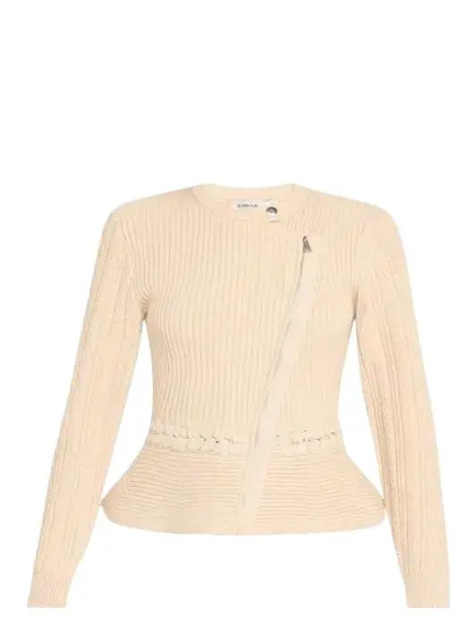 Simkhai Andi Mixed-knit Cotton Peplum Jacket - Stone
