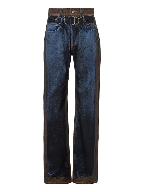 Y/project Printed Straight-leg Jeans - Blue