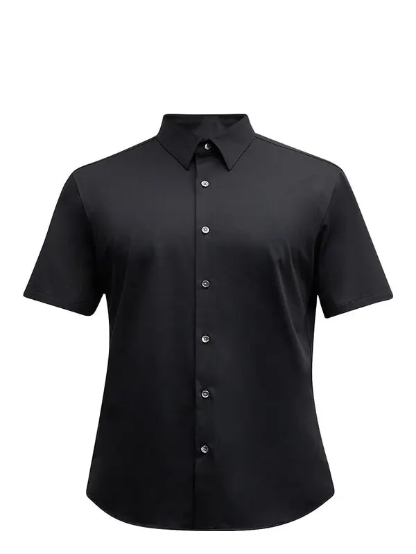 Theory Irving Short Sleeve Shirt In Structure Knit - Black