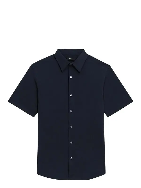 Theory Irving Short Sleeve Shirt In Structure Knit - Eclipse