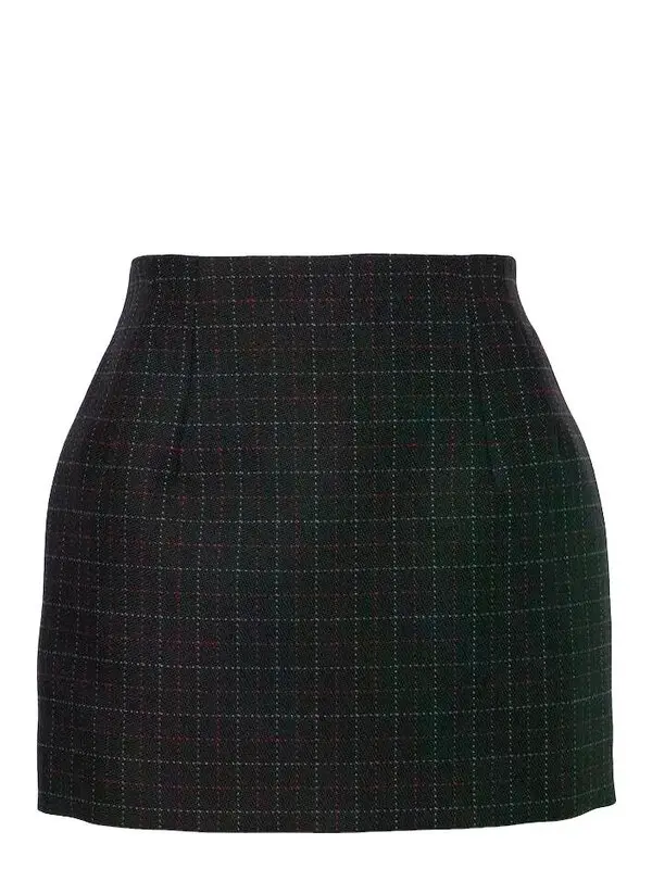 Wardrobe.NYC Checked Wool Miniskirt - Black
