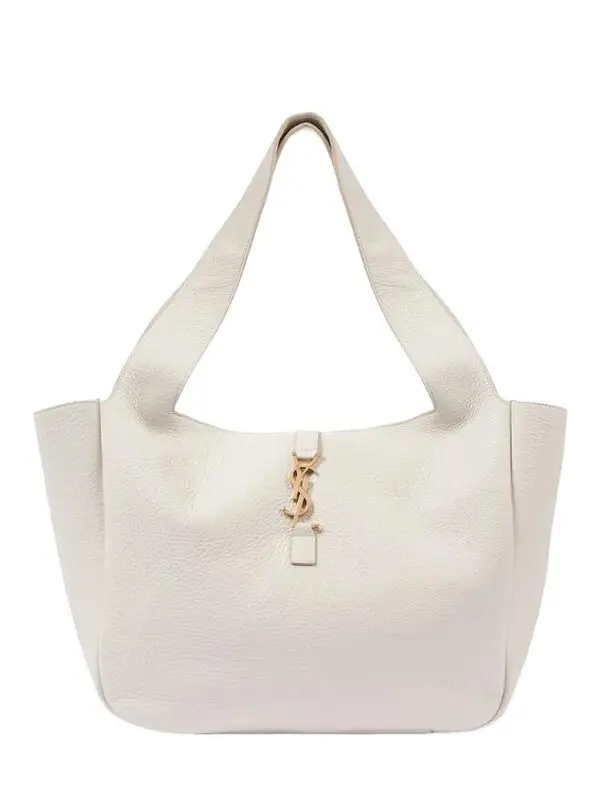 Saint Laurent Le 5 À 7 Bea Large Leather Tote Bag - White