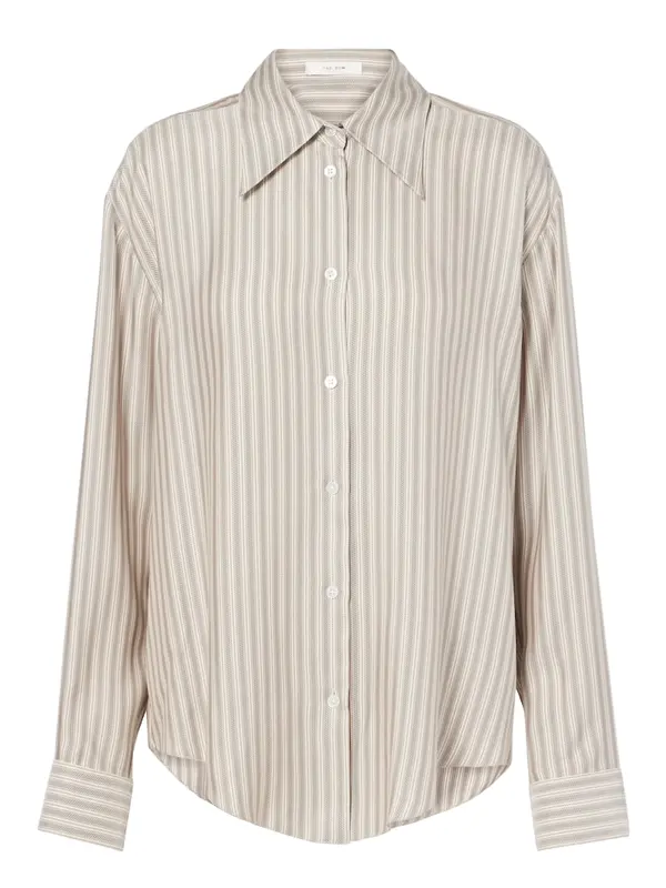 THE ROW Parave Striped Silk Shirt - Beige
