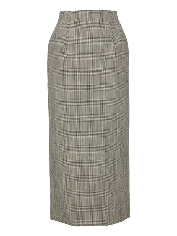 Wardrobe.NYC Prince Of Wales Check Midi Skirt - Grey