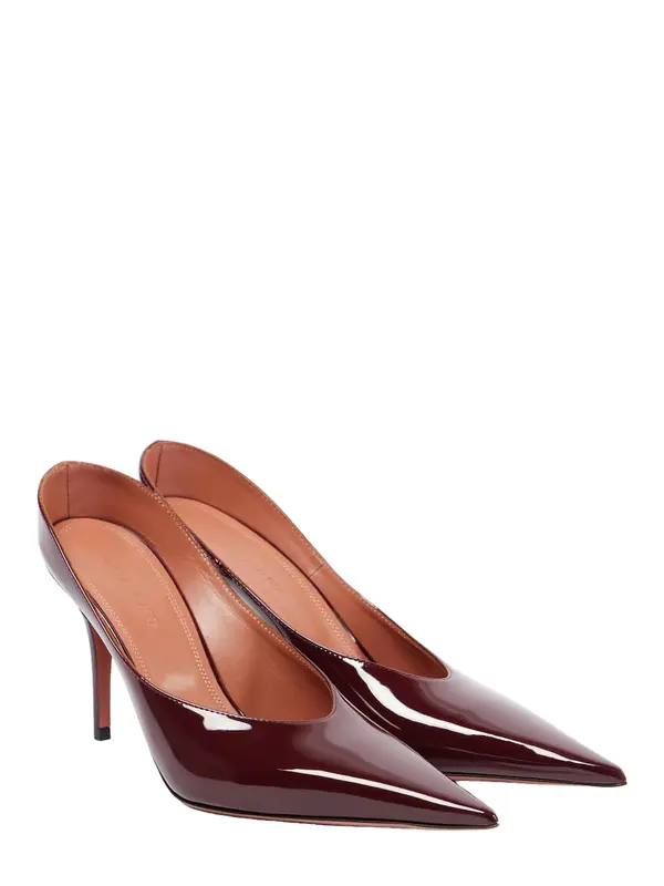 Amina Muaddi Anok 90 Patent Leather Mules - Burgundy