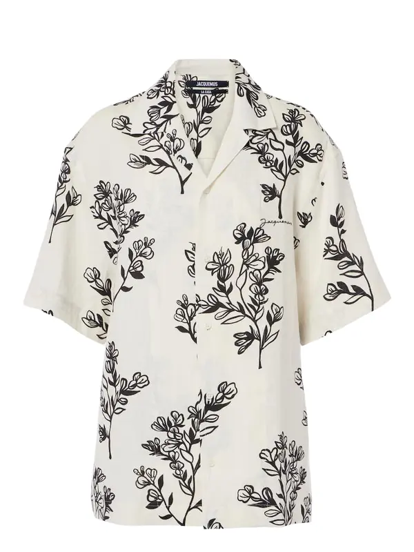 Jacquemus Jean Floral Linen Bowling Shirt - White