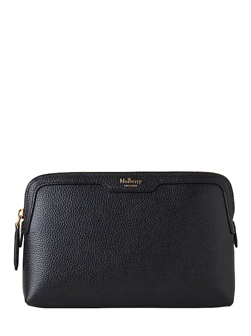 Mulberry Logo-embossed Grained-leather Pouch - Black