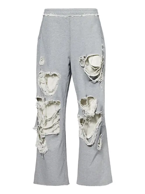 JADED LONDON Monster Distressed Wide-leg Jogging Bottoms - Grey Marl