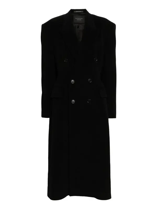 Balenciaga Cashmere And Wool Cinched Coat - Black