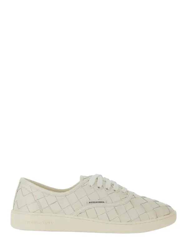 Bottega Veneta Intrecciato Leather Sneakers - White