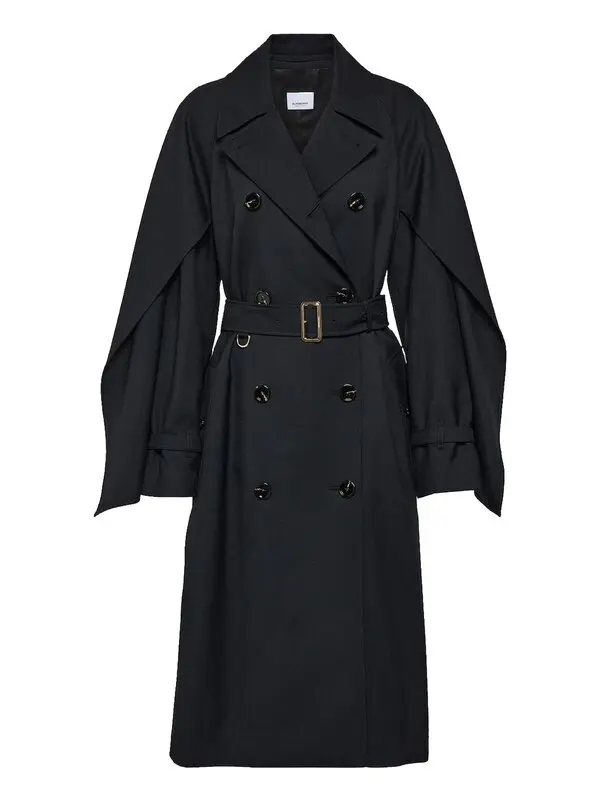 Burberry Blend Wool Trench Coat - Black