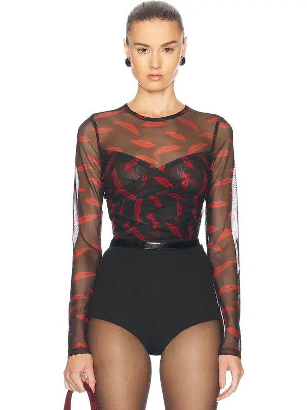 SIMONMILLER Kinny Mesh Top - Lip Print