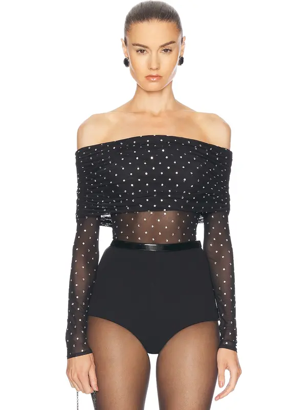 Retrofete Oriana Mesh Top - Black & Silver