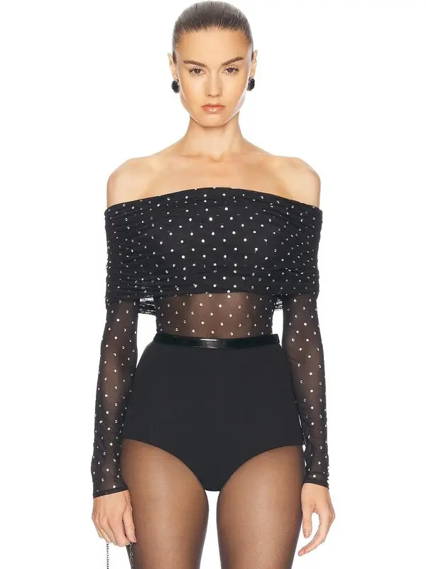 Retrofete Oriana Mesh Top - Black & Silver