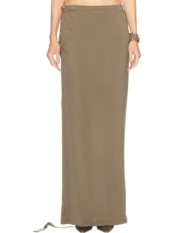 Helmut Lang High Waisted Long Skirt - Olive