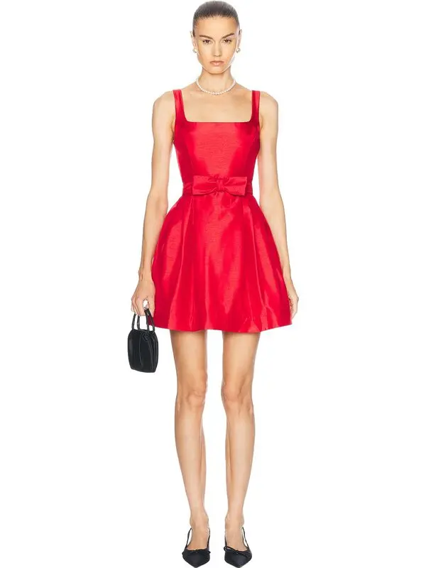 NICHOLAS Winx Mini Dress With Detachable Bow Belt - Crimson