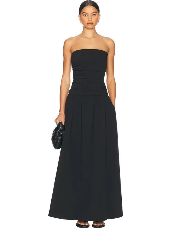 ST. AGNI Gathered Strapless Dress - Black