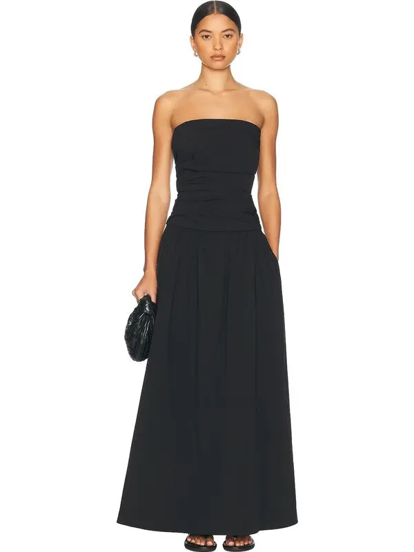 ST. AGNI Gathered Strapless Dress - Black