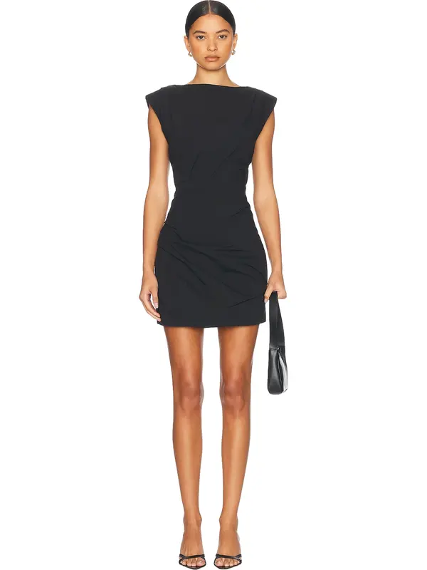 ST. AGNI Bateau Tuck Mini Dress - Black