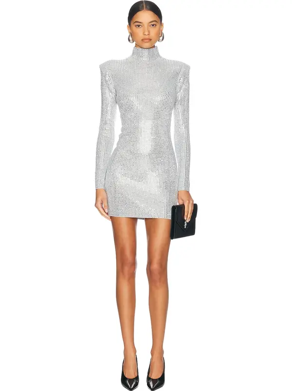 Retrofete Aisling Embellished Mini Dress - Metallic Dove & Silver