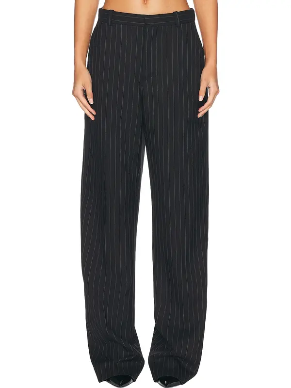 Wardrobe.NYC Straight Leg Pant - Black Pinstripe