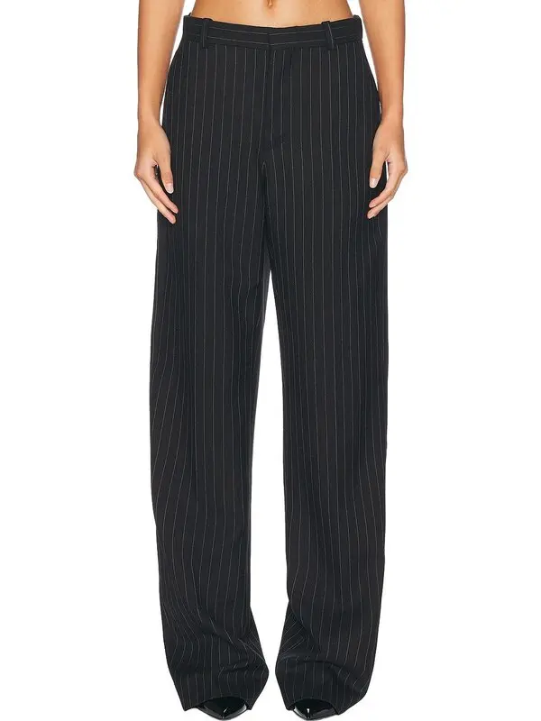 Wardrobe.NYC Straight Leg Pant - Black Pinstripe