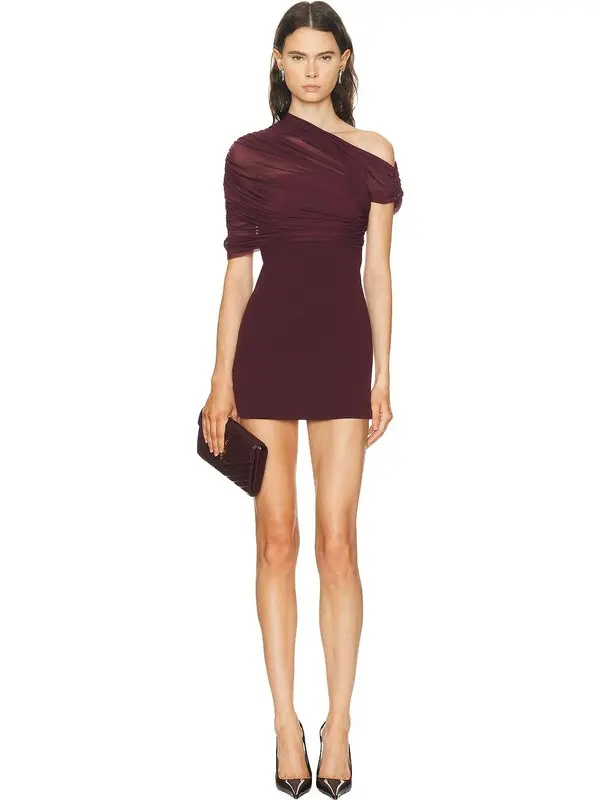 SEROYA Selma Mini Crepe Dress - Merlot