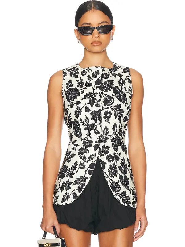Posse Romeo Floral-print Vest - Bone & Black