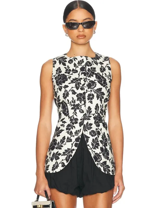 Posse Romeo Floral-print Vest - Bone & Black