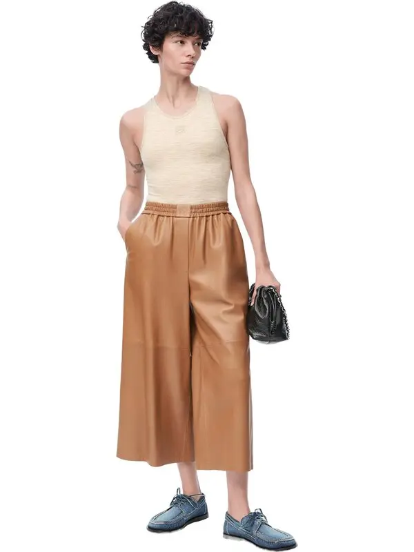 Loewe Cropped Nappa Lambskin Trousers - Toffee