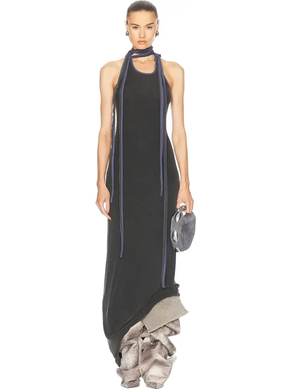 Y/project Multi Scarf Tank Long Dress - Dark Grey