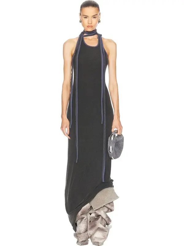 Y/project Multi Scarf Tank Long Dress - Dark Grey