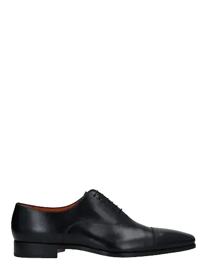Santoni Leather Oxford Lace-up Shoes - Black