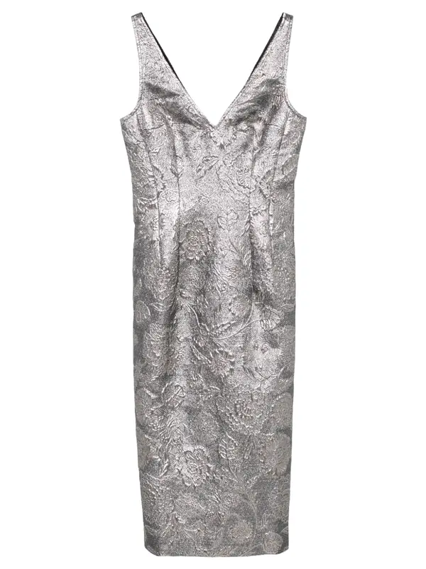 TOTÊME Brocade Midi Dress - Silver
