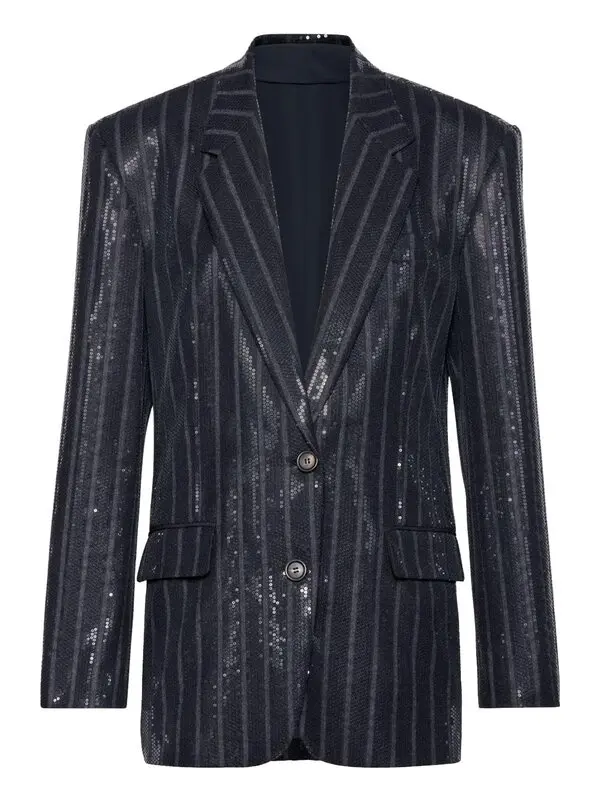 Brunello Cucinelli Sequined Striped Jacket - Grey