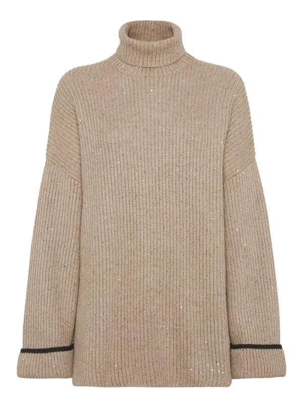 Brunello Cucinelli High-neck Knitted Jumper - Neutrals