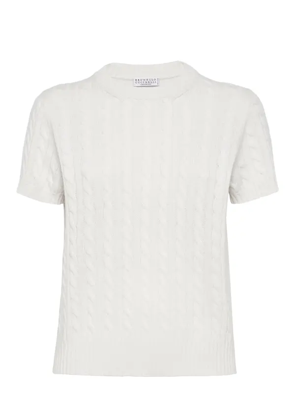 Brunello Cucinelli Cable-knit Cashmere Top - White