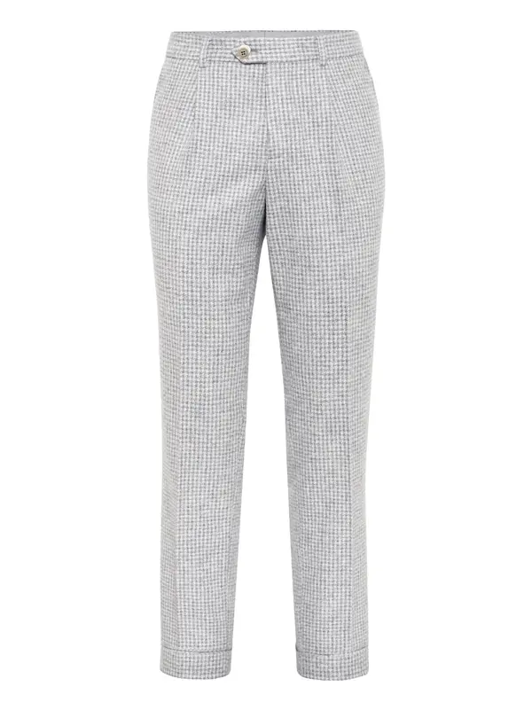 Brunello Cucinelli Houndstooth Alpaca-blend Trousers - Grey