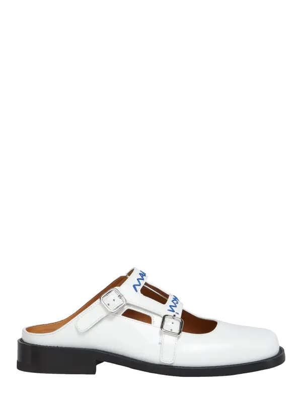 Marni Buckled Mules - White