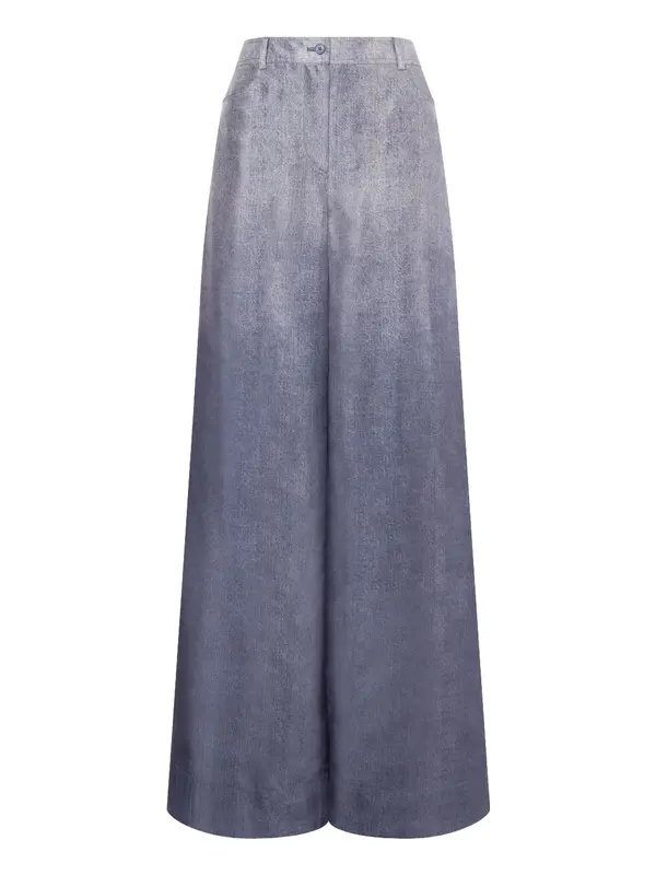 Alberta Ferretti Silk Palazzo Pants - Blue