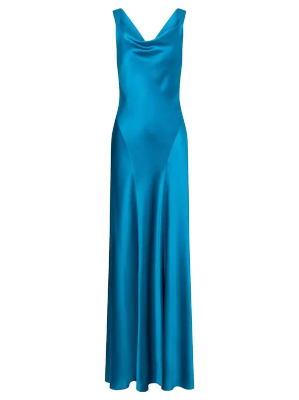 Alberta Ferretti Cowl-neck Gown - Blue