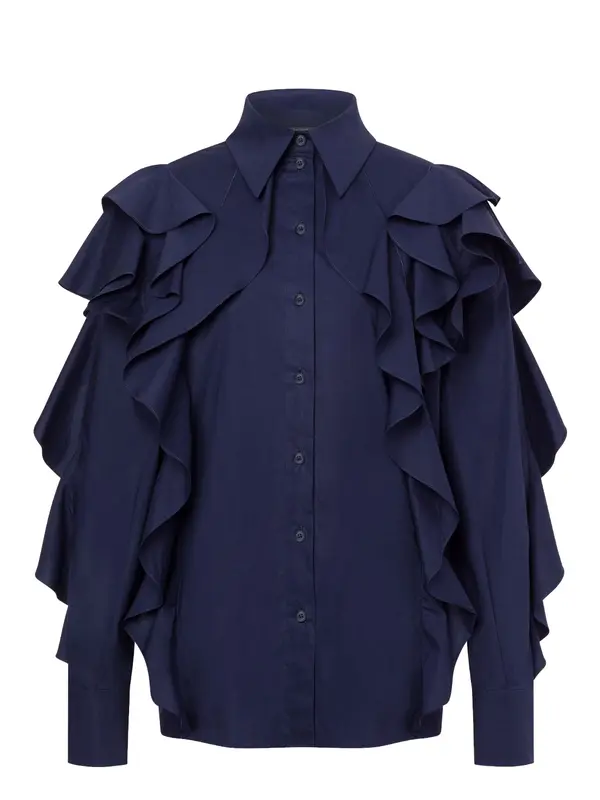 Alberta Ferretti Ruffle-detailing Shirt - Blue